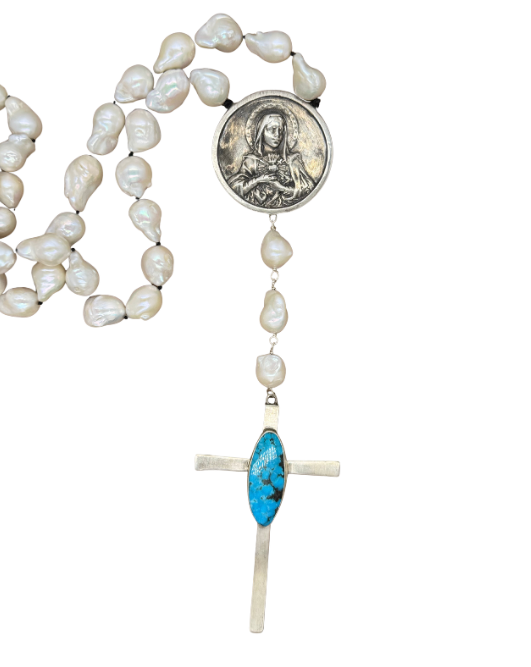 Kingman Cross and Mary Pearl Rosary – Love Tokens Jewelry